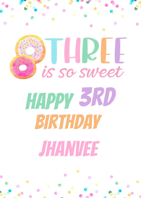 Three is so sweet donut invitation | PosterMyWall