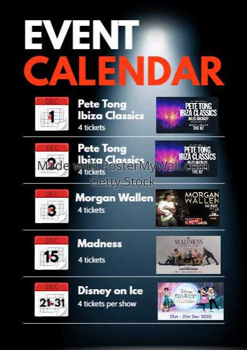 Upcoming Events Calendar Planner Next Concert | PosterMyWall