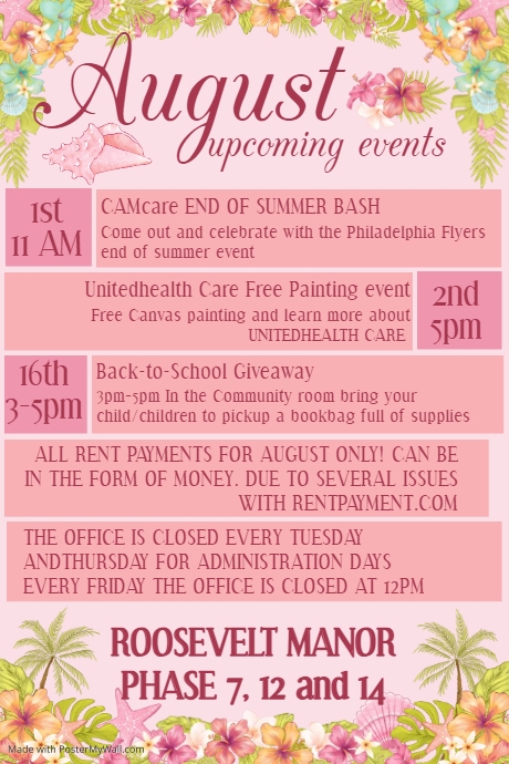 August Upcoming Events Calendar | PosterMyWall