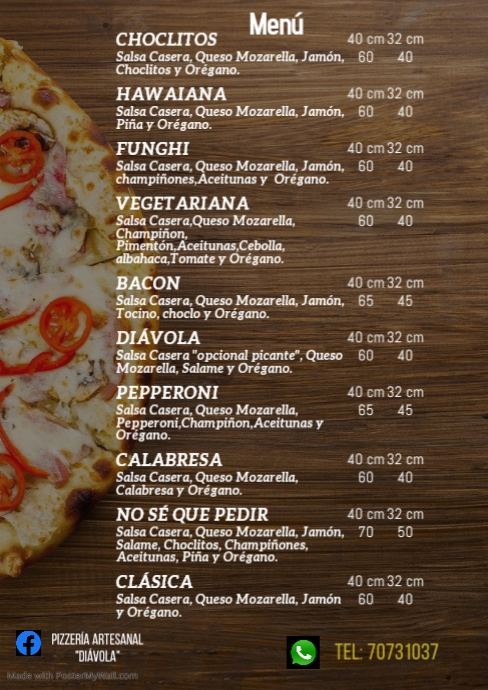 Copy of Copia de Pizza menu table a4 card 2 | PosterMyWall