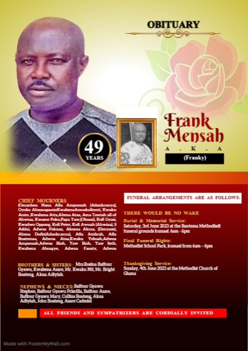 Funeral Poster Design Template | PosterMyWall