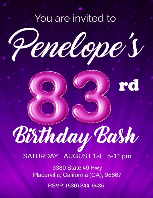 83rd birthday Template | PosterMyWall