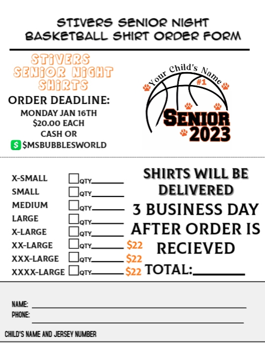 shirt order form | PosterMyWall