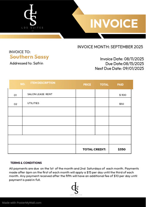 Gold Invoice Template (2) | PosterMyWall