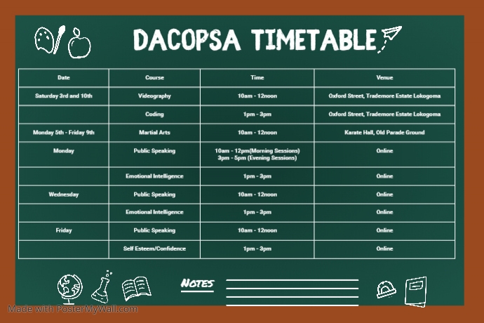 Copy of Chalkboard Themed School Timetable | PosterMyWall