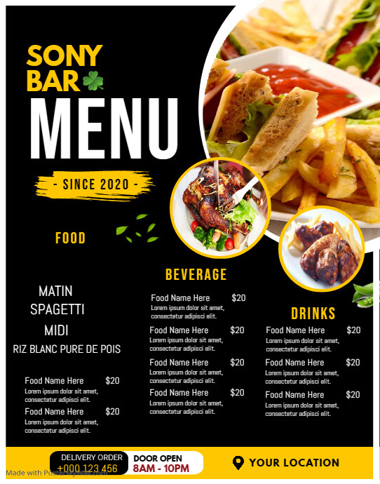 FOOD MENU POSTER TEMPLATE.C | PosterMyWall