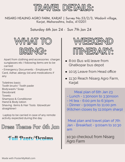 Golf Trip Travel Itinerary | PosterMyWall