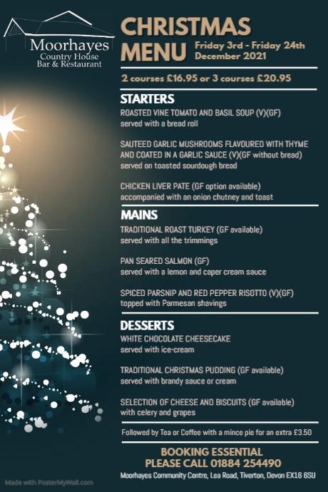 Copy of MoorhayesChristmasMenu2020 | PosterMyWall