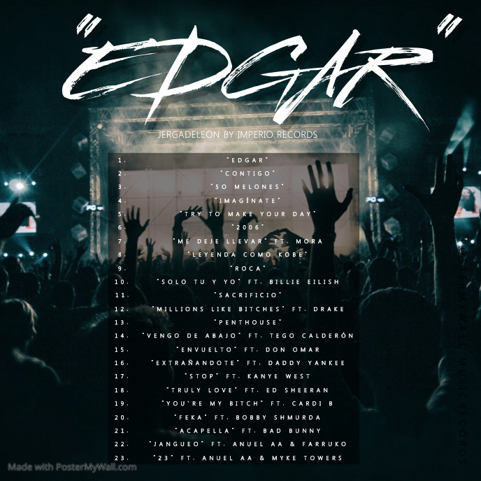 "EDGAR" TrackList | PosterMyWall