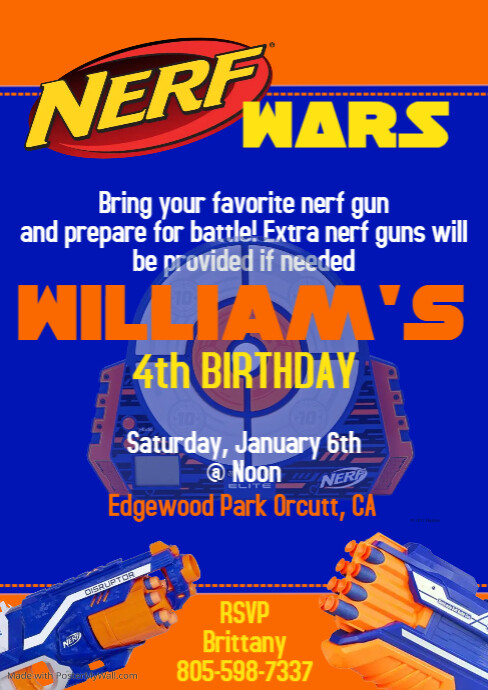 Nerf Birthday Invitation 1 | PosterMyWall