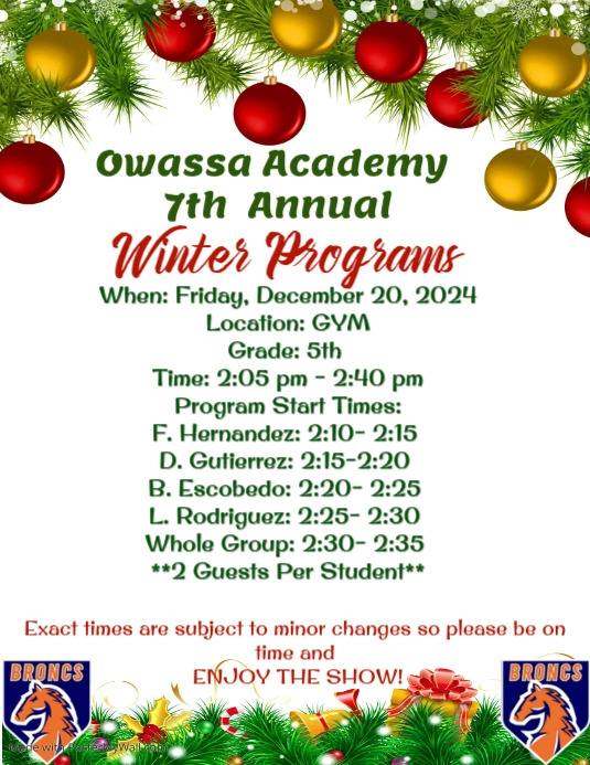 5th grade Winter Programs (2) | PosterMyWall