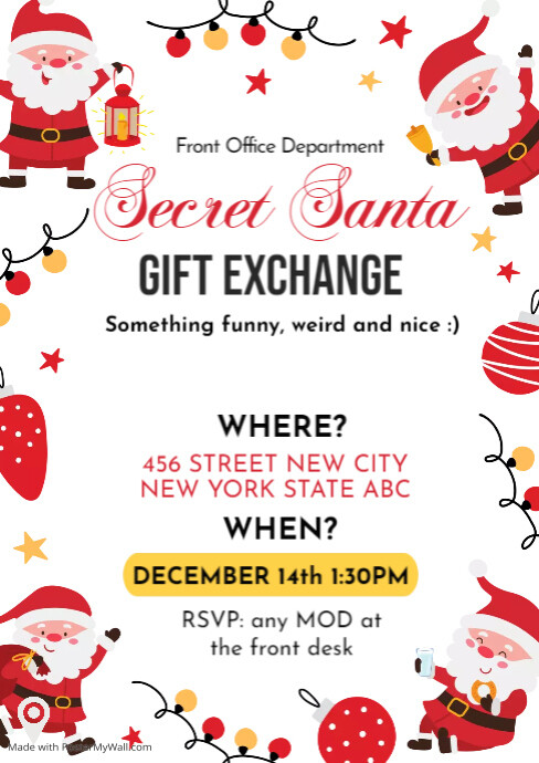 Copy of secret sant, santa party,event | PosterMyWall