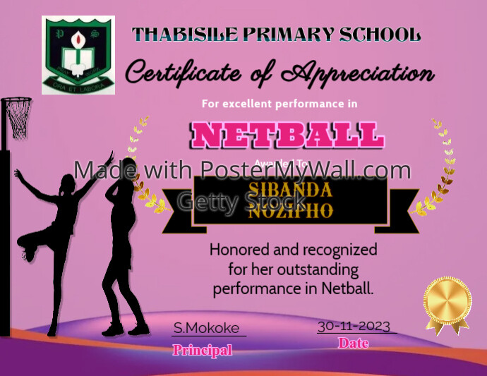 Netball Certificate | PosterMyWall