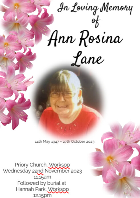 Copy of Ann Lane fromt (1) | PosterMyWall