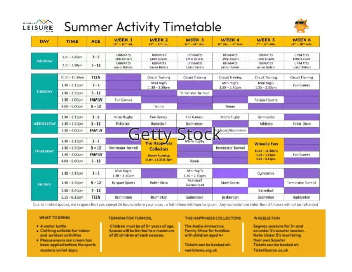 Copy of Summer Timetable | PosterMyWall