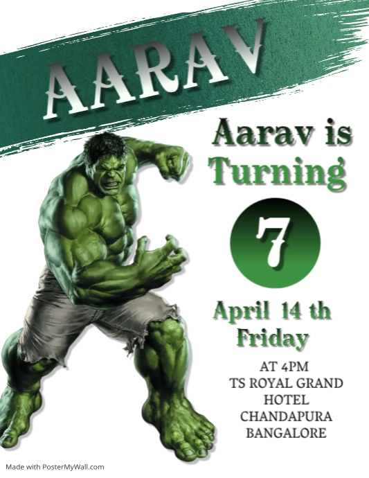 Hulk Birthday invitation Template | PosterMyWall
