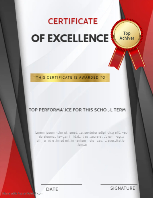Certificate of excellence | PosterMyWall