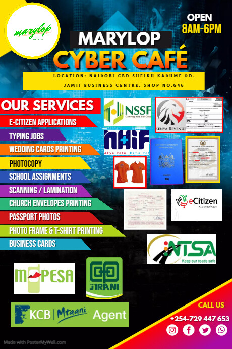 Blue Modern Cyber Cafe Services Flyer | PosterMyWall