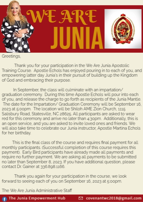 Copy of We Are Junia Payment Letter- Monthly (5) | PosterMyWall