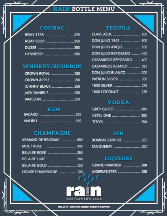 Rain Bottle Menu 2 | PosterMyWall