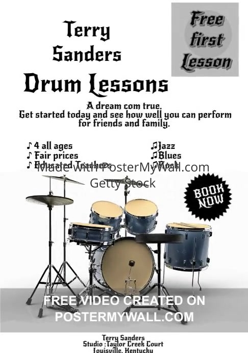 Drum lessons flyer template Ad Music Teacher (1) | PosterMyWall