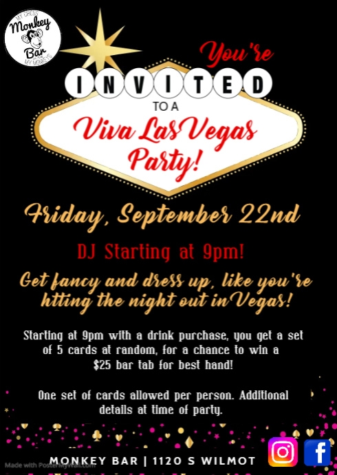 Vegas Theme Bridal Shower | Bachelorette Party Invitation | PosterMyWall