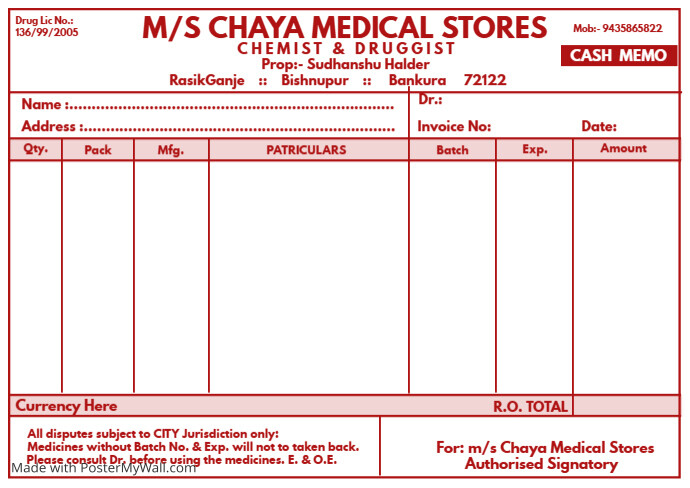 Medical Store Cash Memo Receipt | PosterMyWall