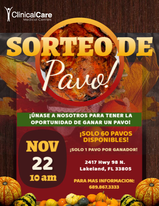 Thanksgiving Turkey Giveaway Flyer (1) | PosterMyWall