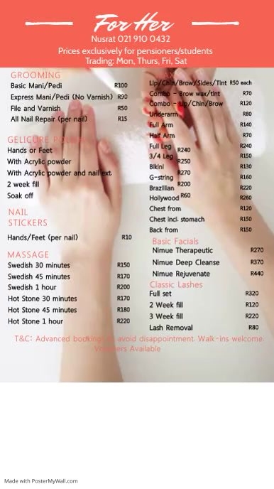 Copy of Pink Hand and Foot Massage Spa Menu | PosterMyWall