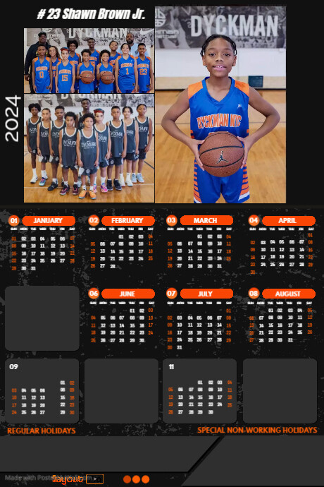 Copy of Basketball Calendar 2024 | PosterMyWall