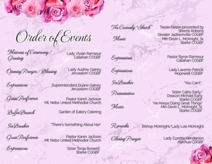 Program - Bishop and Lady Delois Surprise Bday 2023 inside | PosterMyWall