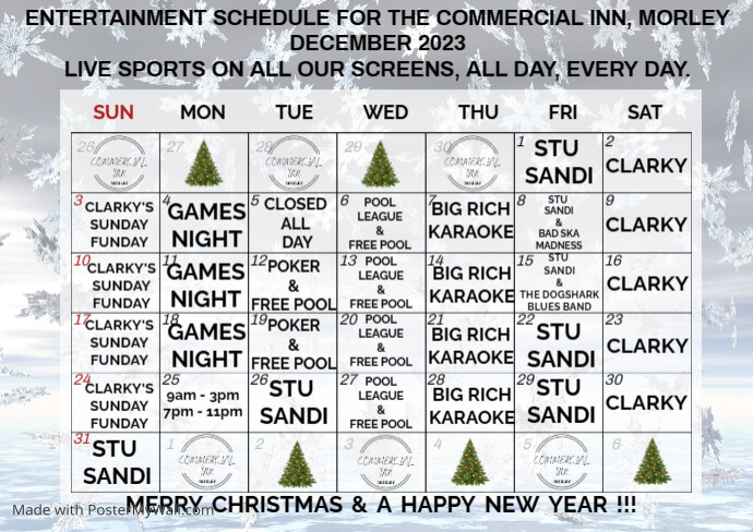 Printable calendar template 2023 december | PosterMyWall