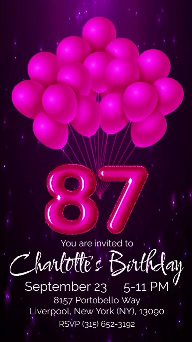 87th birthday party vertical video invitation Template | PosterMyWall