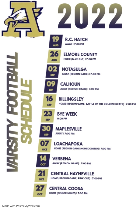 Autaugaville High School 2022 Football Schedule | PosterMyWall