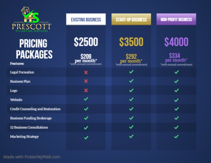 Business Pricing Plan Packages Flyer Design | PosterMyWall