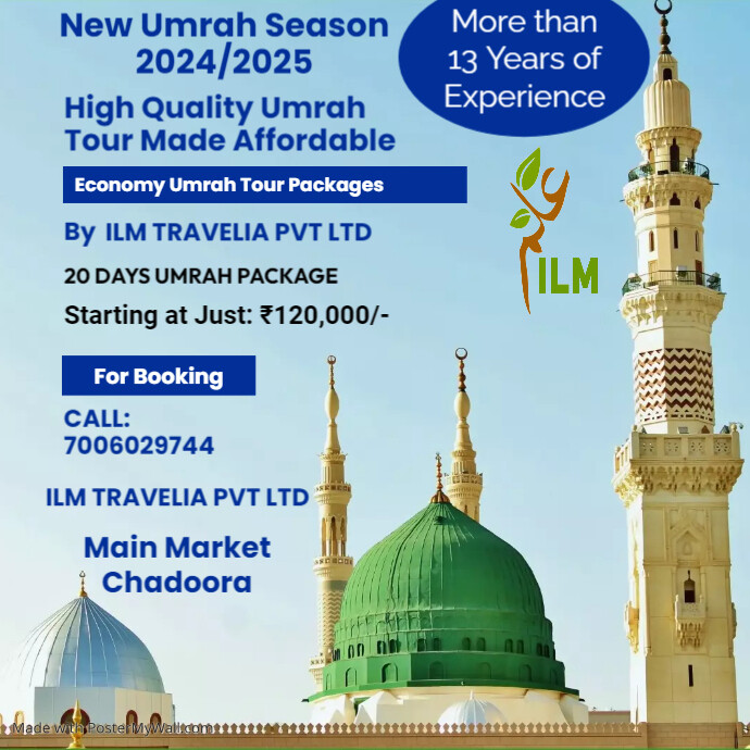 Umrah Tour Package Ad Post Template | PosterMyWall