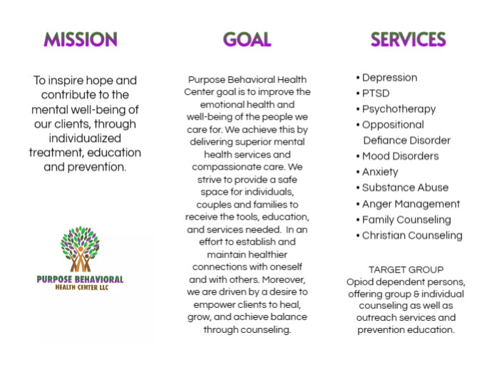 Purpose Behavioral - Brochure 2 | PosterMyWall