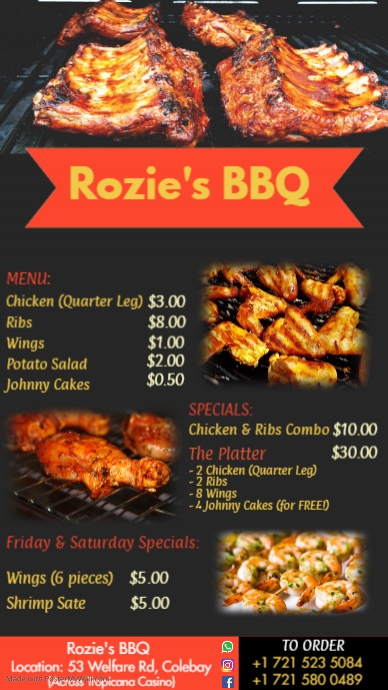 Rozie's BBQ menu | PosterMyWall