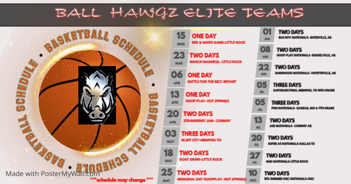 Basketball Schedule | PosterMyWall