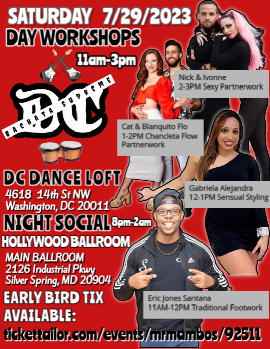 Copy of DC Bachata Supreme Day Instructors DEEP RED | PosterMyWall