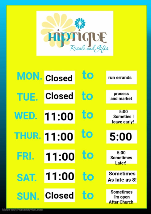 Bussiness hours | PosterMyWall