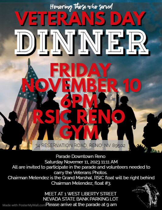 Veterans Day Free Dinner Flyer | PosterMyWall
