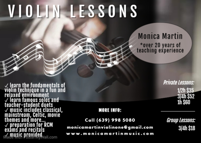 Violin Lessons Flyer Design Template (1) | PosterMyWall