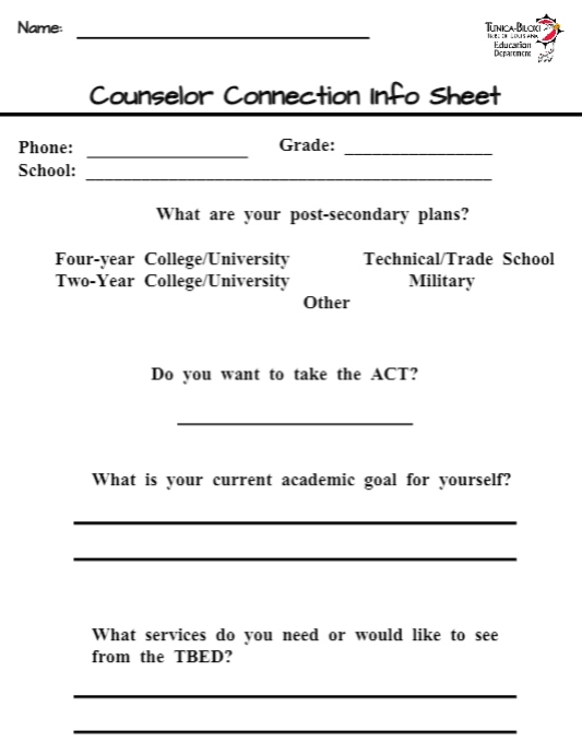 Counselor Connection Info Sheet | PosterMyWall