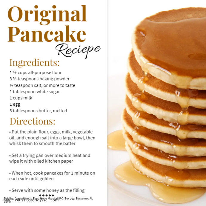 Pancake recipe card poster | PosterMyWall