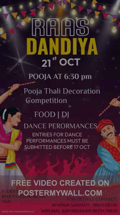 Navratri Dandiya Raas Event Template | PosterMyWall