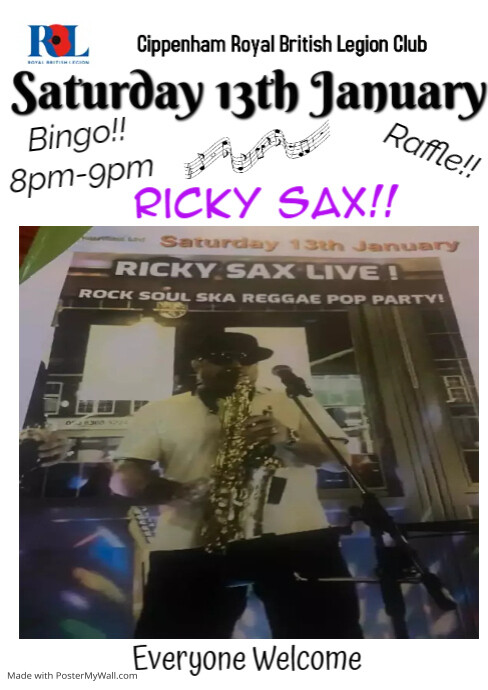 Ricky Sax Poster 13Jan2024 | PosterMyWall
