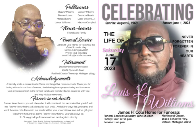 White & Golden Magazine Style Funeral Program | PosterMyWall