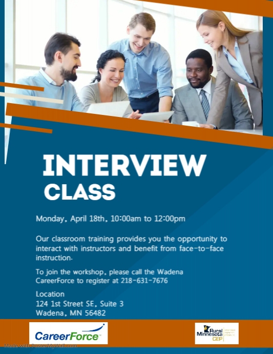 Copy of Blue mock interview workshop poster | PosterMyWall