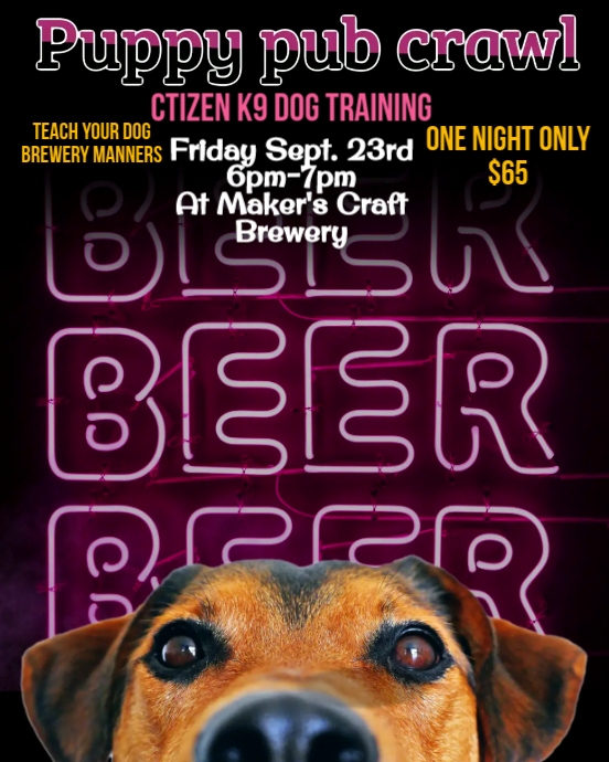 Instagram size of bark and brew yappy hour pet event flyer | PosterMyWall
